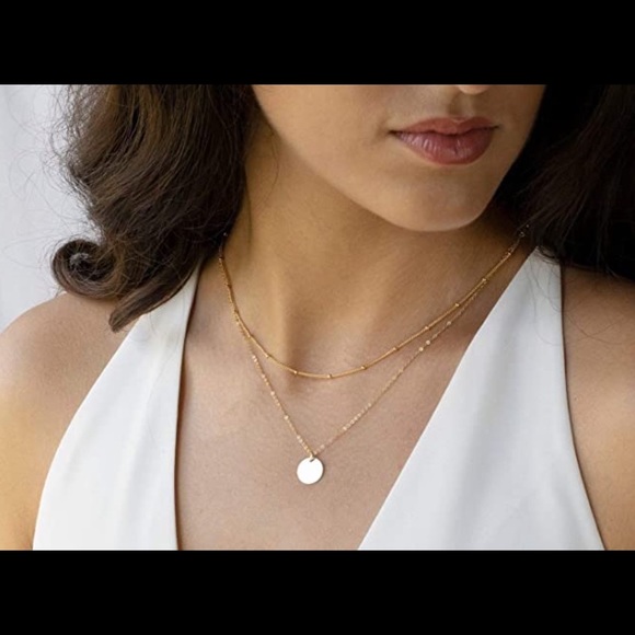 Jewelry | Layered Disc Pendant Dainty Gold Necklace | Poshmark